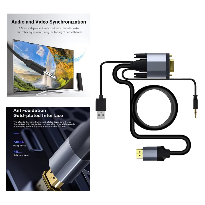 Homozy VGA to HDMI Converter Cable with Audio 1080P for TV Boxes ...