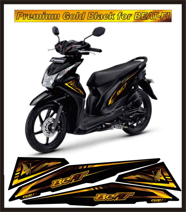 STRIPING HONDA BEAT PGM-FI STIKER DECAL BEAT PGM FI WARNA GOLD BLACK ...