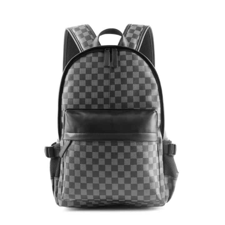 Men's LV Business Backpack Lattice Large-capacity Unisex Travel Bag ...