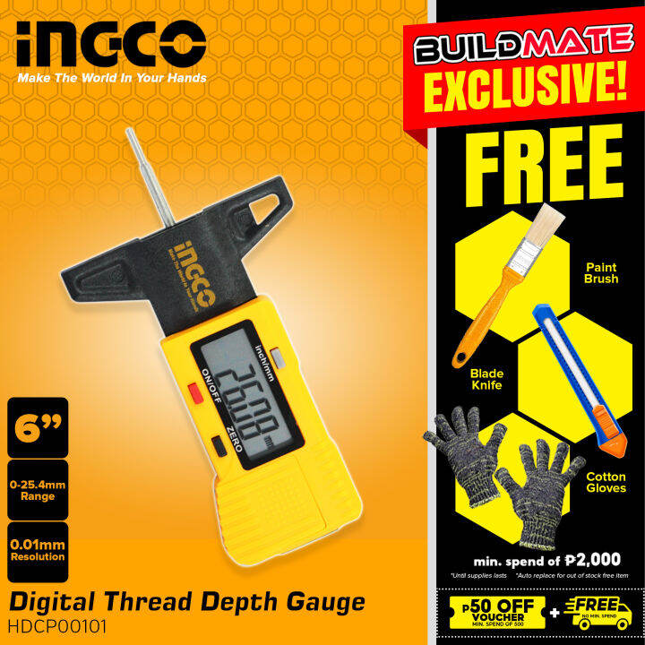 INGCO Digital Thread Depth Gauge 0-25.4mm HDCP00101 •BUILDMATE• IHT ...