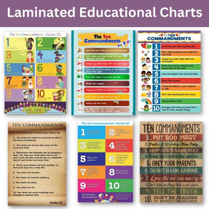 Laminated 10 Commandments Charts, The Ten Commandments Charts for Kids ...