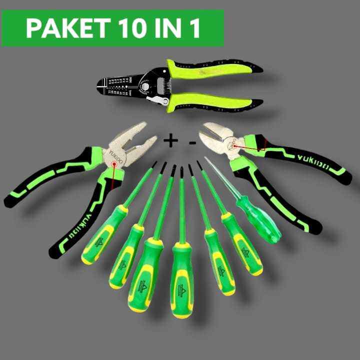 PAKET TANG + OBENG MURAH 10 IN 1 TANG KOMBINASI DAN OBENG SET LENGKAP ...