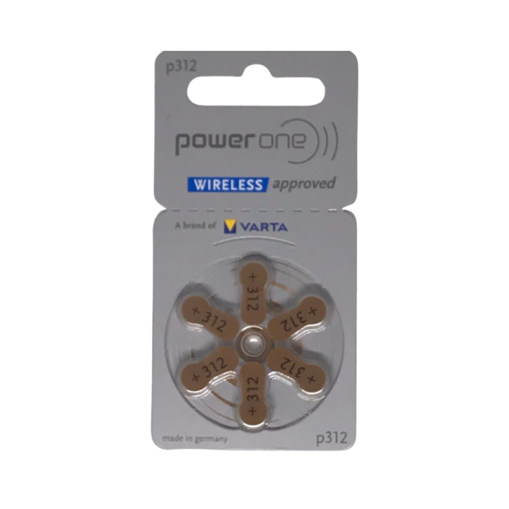 Power One p312 Wireless Hearing Aid Batteries 1.45v 1 Pack 6 Batteries ...