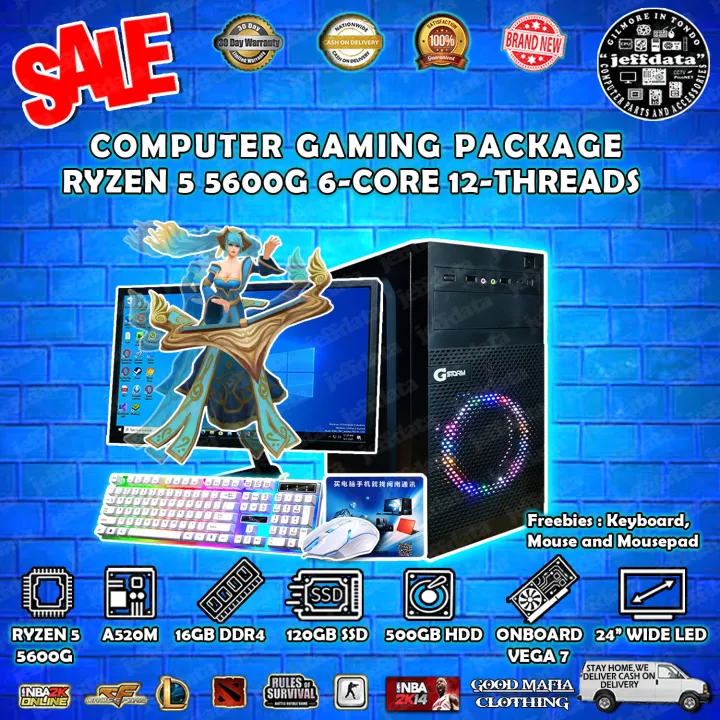 Computer Gaming Set Ryzen 5 5600G 16gb ddr4 500gb hdd Onboard Vega 7 24 ...