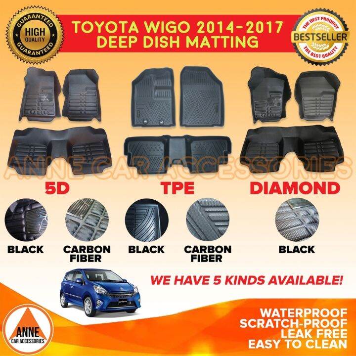5D / TPE Car Deep Dish Matting for Toyota Wigo 2014 - 2017 OEM Rubber ...