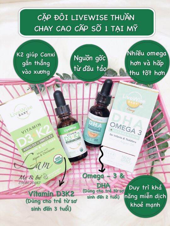 VITAMIN D3K2 VÀ DHA ORGANIC LIVEWISE CHO BÉ TỪ SƠ SINH | Lazada.vn