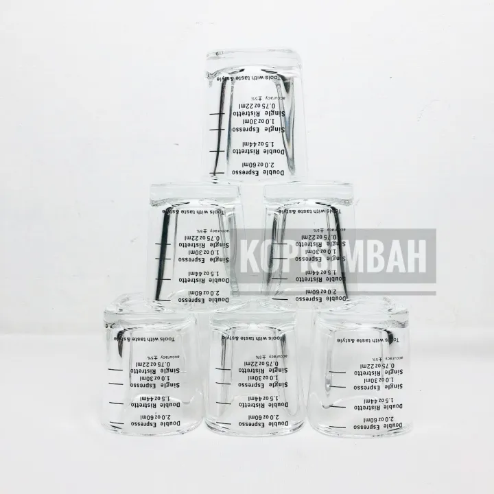 Gelas Ukur Sloki Espresso Coffee SQUARE Glass Shot Scale 60 ml Server ...