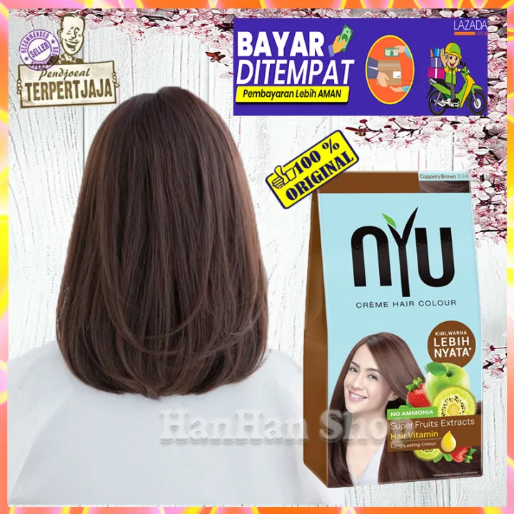 NYU Creme Hair Colour 30ml Coppery Brown Tanpa Amonia Cat Rambut Korea ...