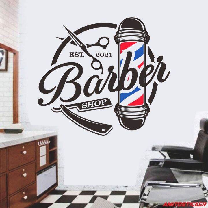 Wall Cutting Sticker Stiker Dinding Barber Shop Salon Potong Cukur ...