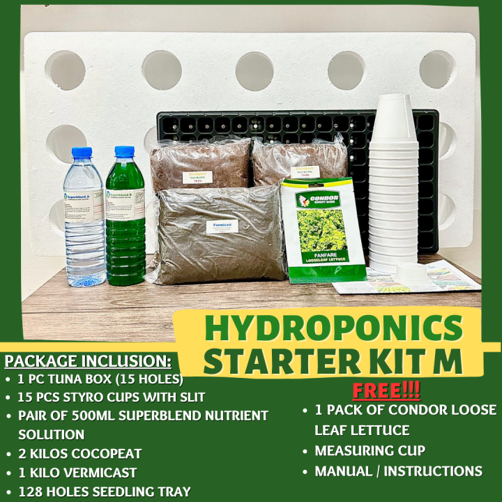HYDROPONICS STARTER KIT M (15 HOLES TUNA BOX) - COMPLETE SET FOR ...