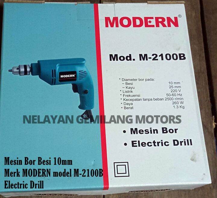Mesin Bor Besi 10mm Merk MODERN model M-2100B Electric Drill | Lazada ...