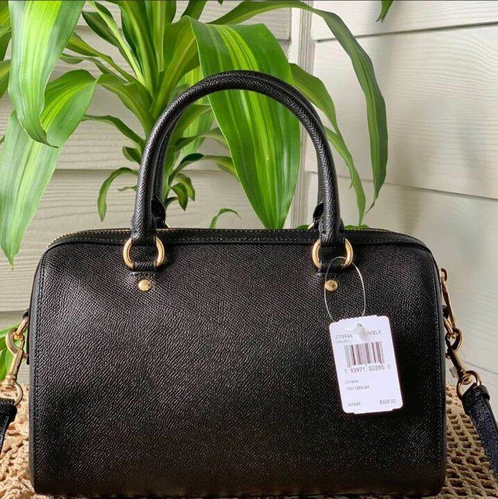 Coach F79946 Rowan Satchel Top Handle Bag in Black Crossgrain Leather ...