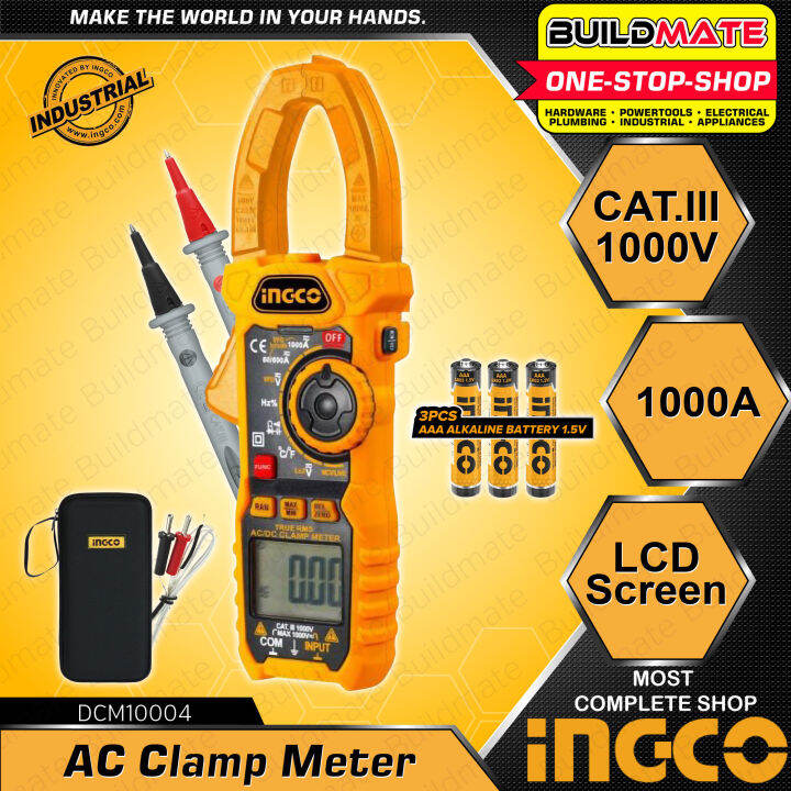 INGCO Digital AC Clamp Meter 1000Amp 6000C AC Current ACDC Voltage With ...