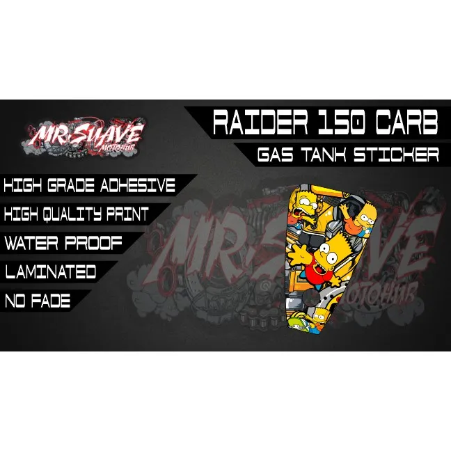 ஐ ۩ Raider 150 Carb Gas Tank Sticker (Bart) | Lazada PH