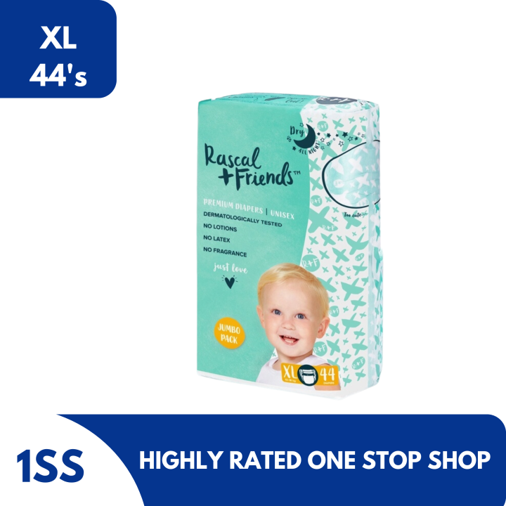 Rascal + Friends Premium Diapers Tape, Extra Large 44pcs | Lazada PH