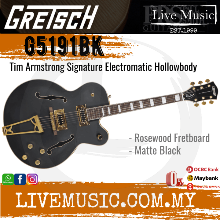 Gretsch G5191BK Tim Armstrong Signature Electromatic Hollowbody Guitar ...
