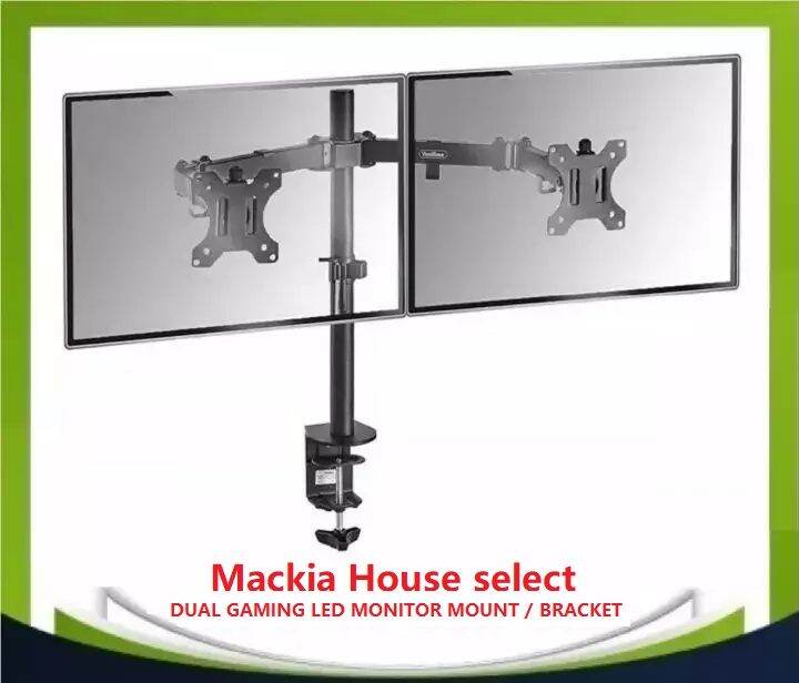 DUAL GAMING LED MONITOR MOUNT / BRACKET C-Clamp and Grommet 13KG per ...
