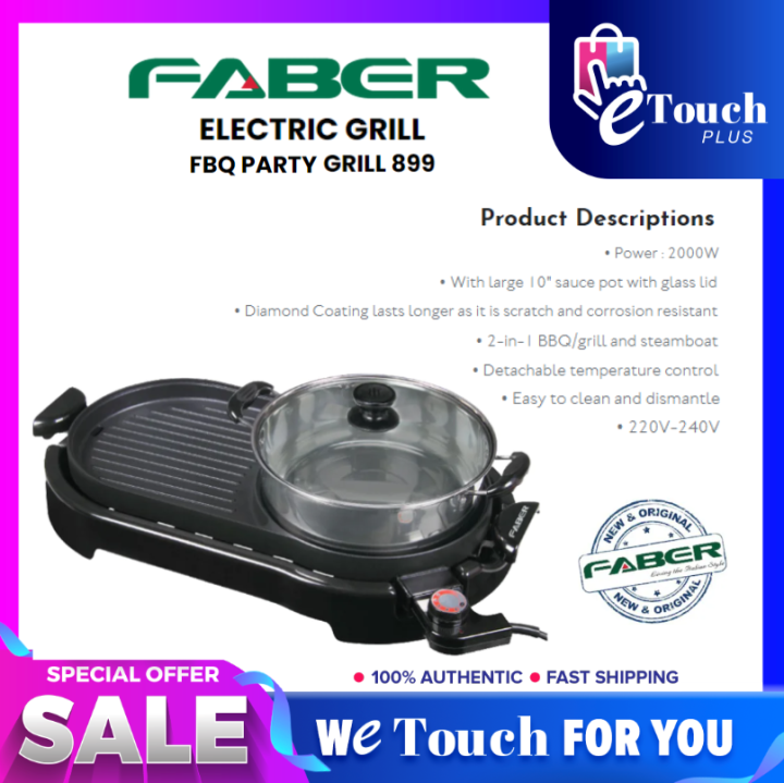 FABER 2-IN-1 BBQ/ ELECTRIC GRILL - FBQ PARTY GRILL 899 | Lazada