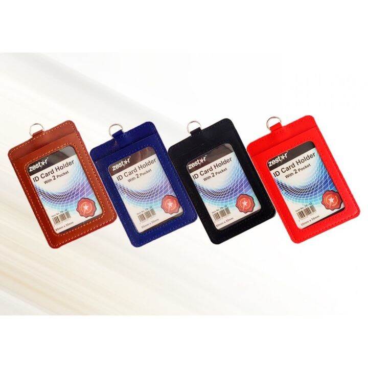 Zestar PU Leather Name Badge Double Slot Pocket / ID Card / Name Tag ...
