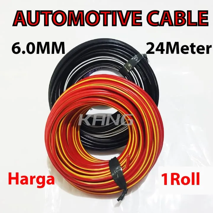 [1 Roll] AUTOMOTIV CABLE KABEL OTOMOTIF AVS 6.0 MM X 24 METER AVSS 6MM ...
