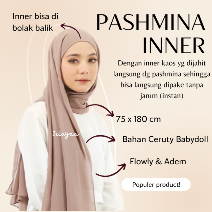 PASHMINA INNER | PASHMINA CERUTY BABYDOLL | PASHMINA + INNER 2in1 BISA BOLAK BALIK | PASHMINA ...