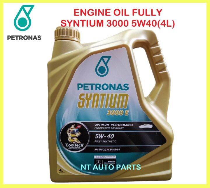 Petronas Syntium 3000 E 5W40 SN/CF Fully Synthetic Engine Oil (4L ...