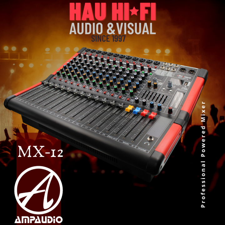 AmpAudio Powered Mixer 8/12Ch 600Wx2 Karaoke professional Multifunction ...