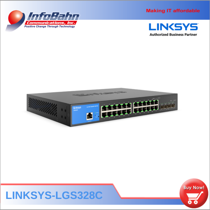 Linksys LGS328C 24-Port Managed Gigabit Ethernet Switch with 4 10G SFP+ Uplinks LGS328C LGS 328C ...