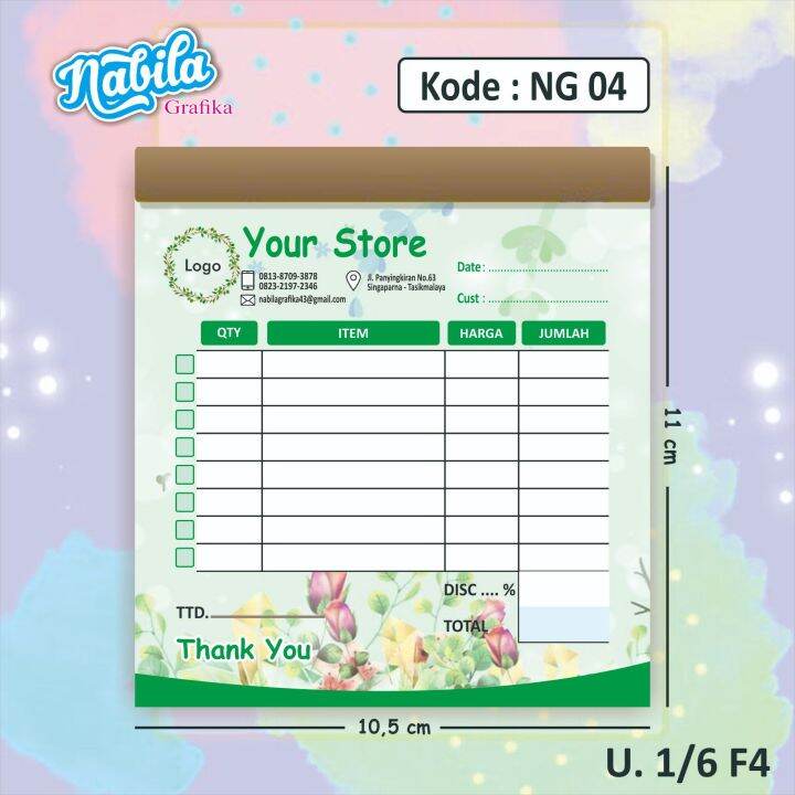 NOTA CUSTOM / NOTA OLSHOP NAMA TOKO SENDIRI (MIN 6 BUKU) 1 PLY FULL ...