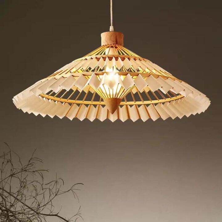 Japanese Bamboo Chandelier Ceiling Light Zen Teahouse Wood Lampshade ...