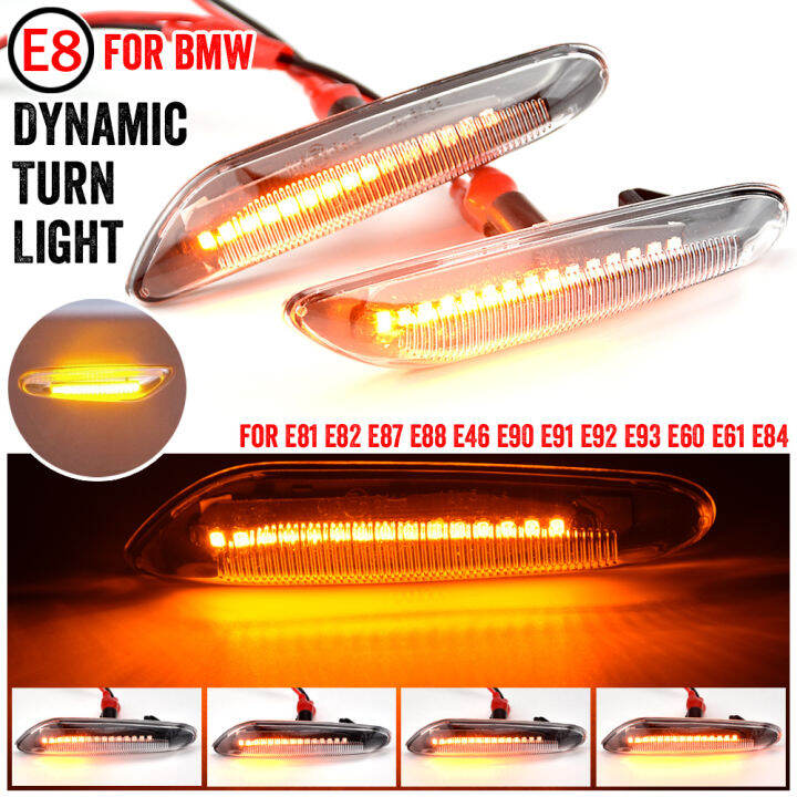 2ชิ้นแบบไดนามิก LED รถด้าน M Arker ไฟ Repeater สัญญาณไฟสำหรับ BMW E90 E91 E92 E93 E60 E87 E82 ...