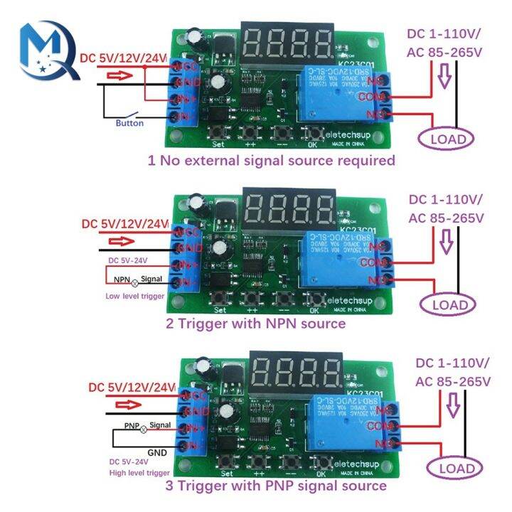 Dc 5V 12V 24V Relay Multifunctional Pulse Counter Switch Adjustable Timer Delay On/Off Relay ...