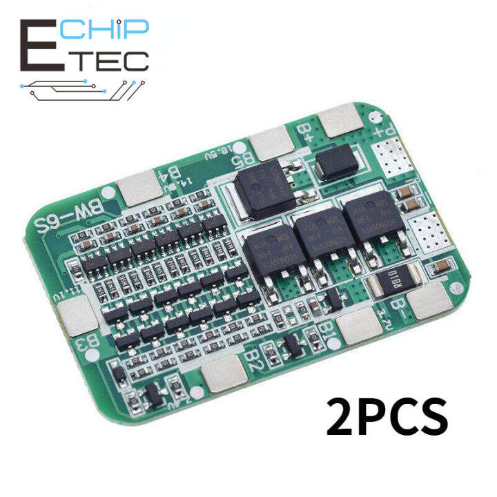 2PCS Self-Contained Lithium Ion Module BMS 6 Pack 18650 PCB 6S 15A 24V ...