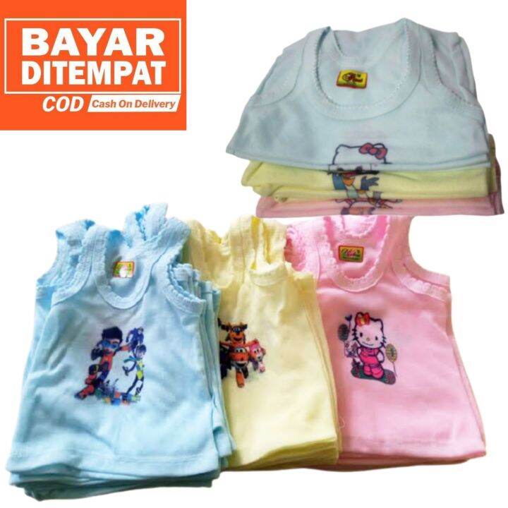 6 PCS SINGLET ANAK BERGAMBAR TERMURAH USIA 1 TAHUN - 8 TAHUN (WARNA DAN ...