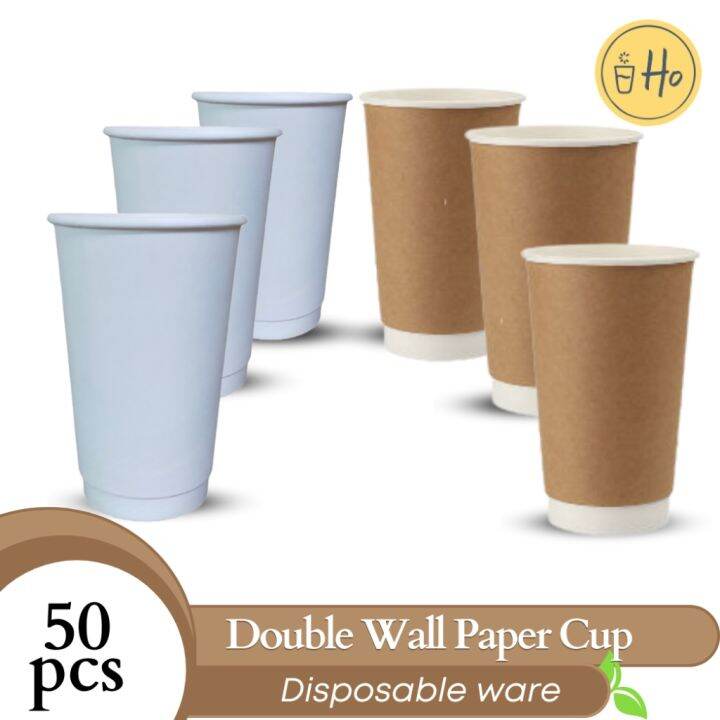【COD】 Double Wall Paper Cup (Kraft/White) 50pcs | Lazada PH