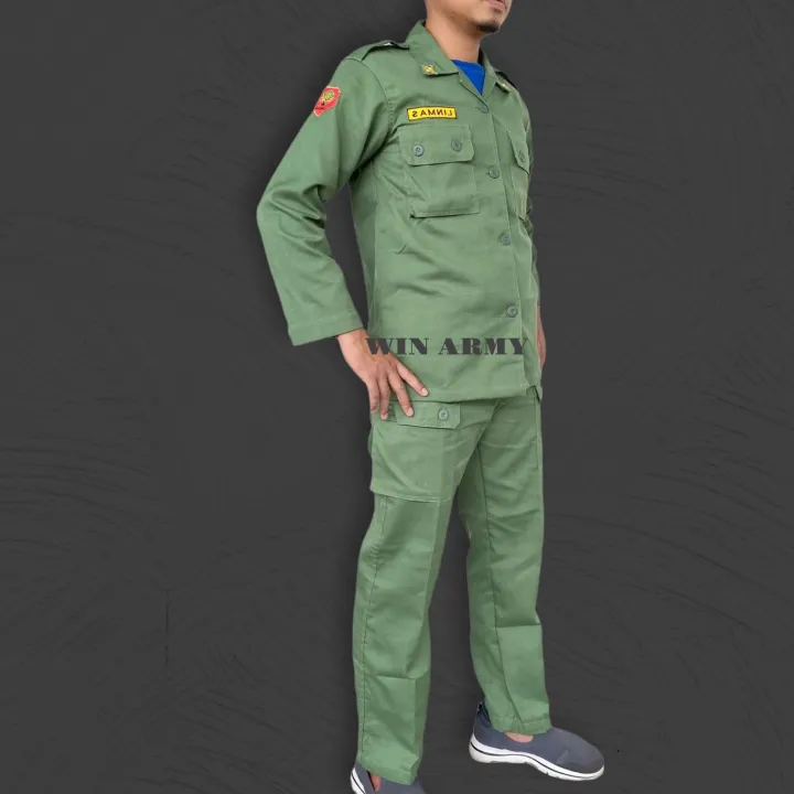 Seragam PDL linmas terbaru ripstok, stelan linmas model Twill / baju ...