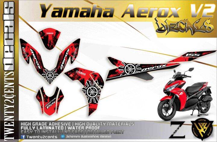 Decals Sticker for Yamaha Aerox V2 (sun) | Lazada PH