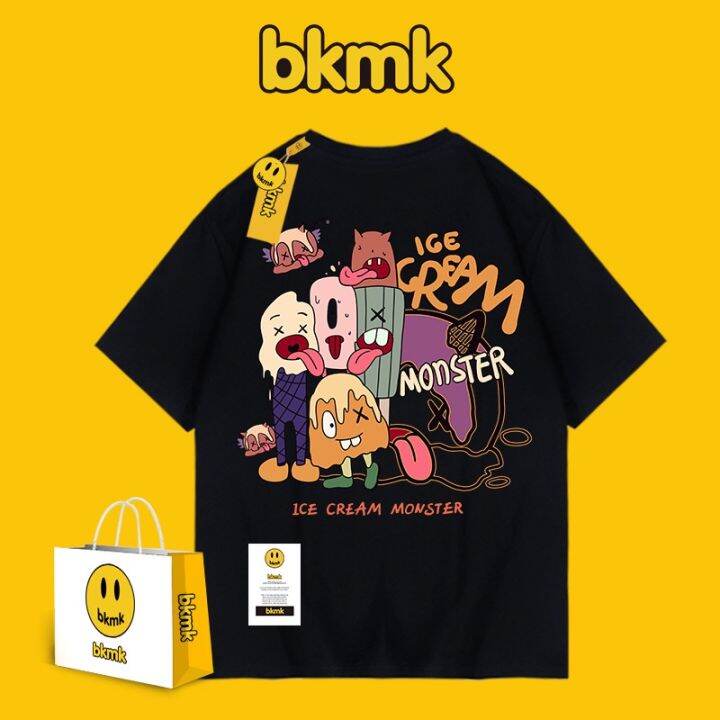Bkmk เสื้อยืดผู้ชายแขนลำลองขาสั้นขนาดใหญ่สไตล์ฮ่องกง | Lazada.co.th