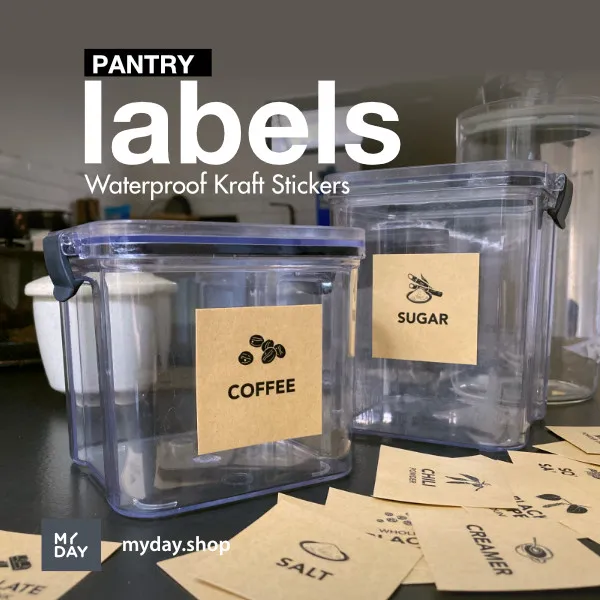 Kraft | Minimalist Pantry Label Sticker for Condiments, Seasoning ...