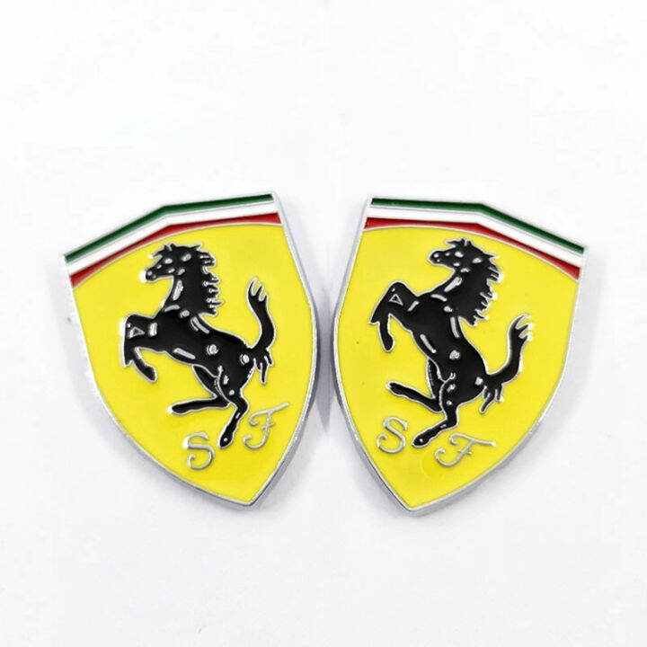 2 x Small Metal Yellow SF Horse Logo Car Auto Decorative Emblem Badge ...