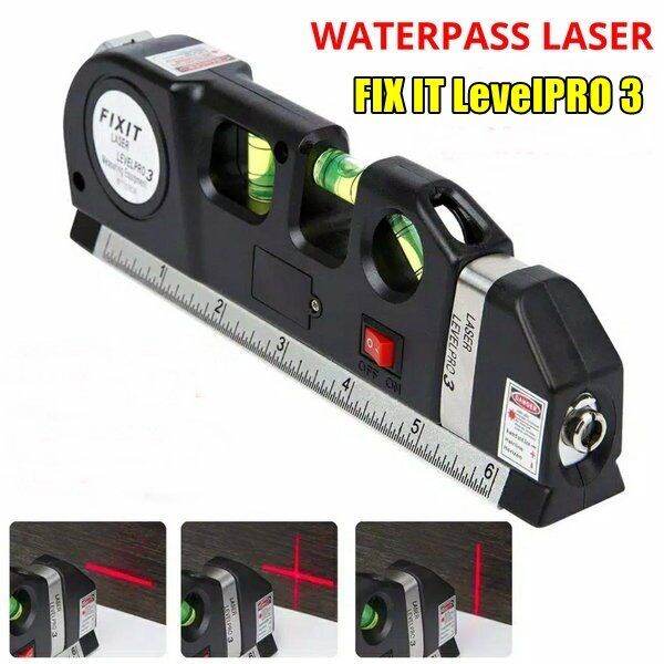 PENGGARIS LASER HORIZONTAL VERTIKAL / WATERPAS LEVEL PRO3 METERAN ...