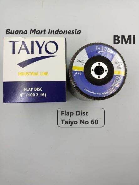Flap Disc Taiyo 4 Inch No 60 | Amplas Gurinda 4" | Mata Amplas Susun ...