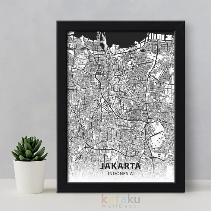 Jakarta City Map Wall Art Dekorasi Dinding Poster Peta Jakarta ...