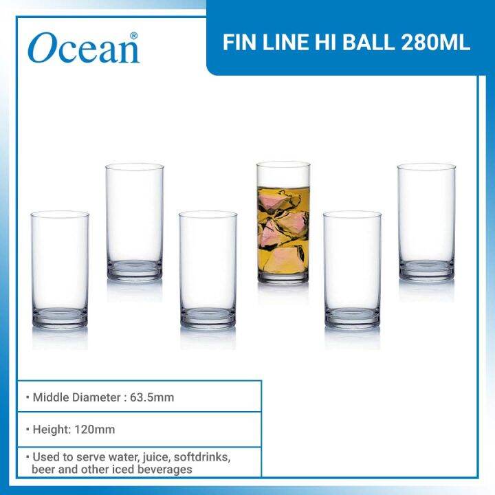 Ocean Glassware Fin Line Hi Ball Tumbler 280ml / 9 3/4oz Set of 6 | Lazada PH