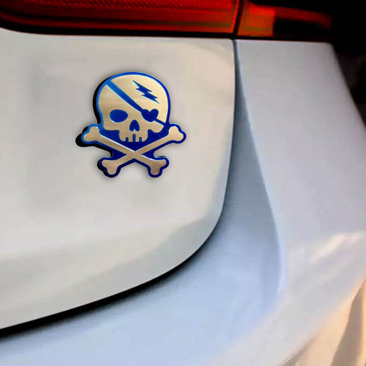 Head Hunters Car Metal Sticker Emblem 3D Skull (Blue) | Lazada PH
