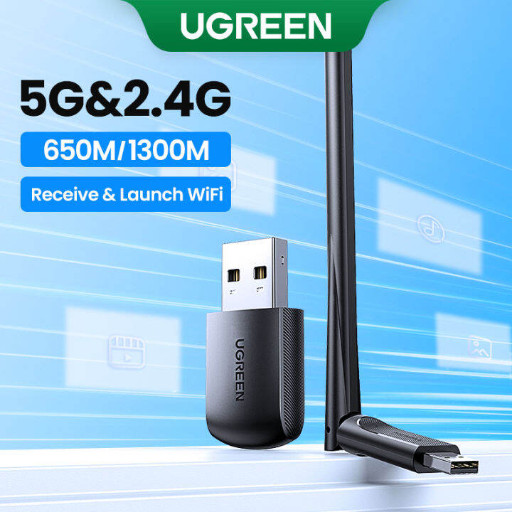 UGREEN 1300Mbps Wireless WiFi Adapter USB Plug Internet Network 2.4G ...