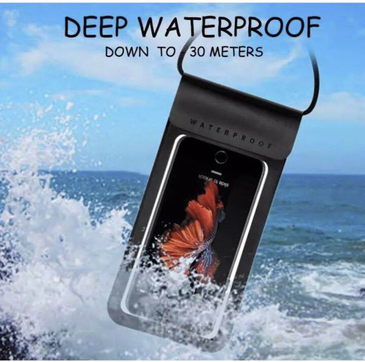 พร้อมส่ง Universal ซองกันน้ำมือถือ กันน้ำลึก 30m (IPX8) สายคล้องคอ ดำน้ำถ่ายรูป ซองกันน้ำ ...