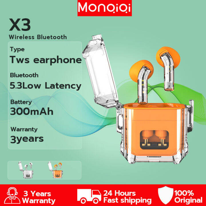 X3 Wireless Gaming Headset Bluetooth 5.3 TWS MonQiQi Earphone Low Latency with Mic | Lazada ...