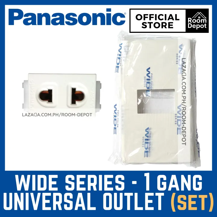 ( S E T ) Panasonic Wide Universal Outlet with 1 Gang Plate Cover ...