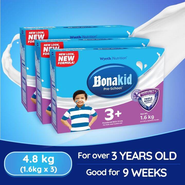 BONAKID PRE-SCHOOL®3 Powdered Milk Drink 4.8kg (1.6kg Box X 3) | Lazada PH